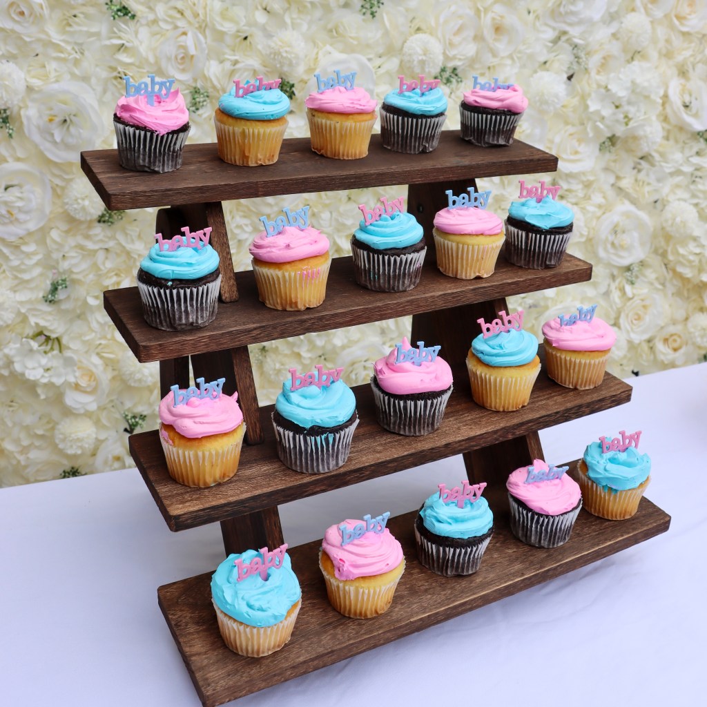 Four-Tier Wooden Dessert Display Rental - Easy Breezy Bash Co Event Rentals
