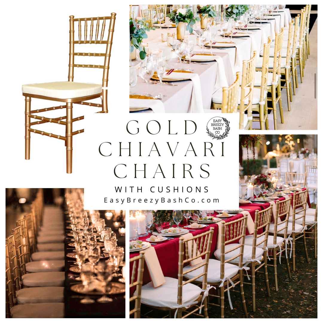 Gold Chiavari Chair Rental - Easy Breezy Bash Co Event Rentals