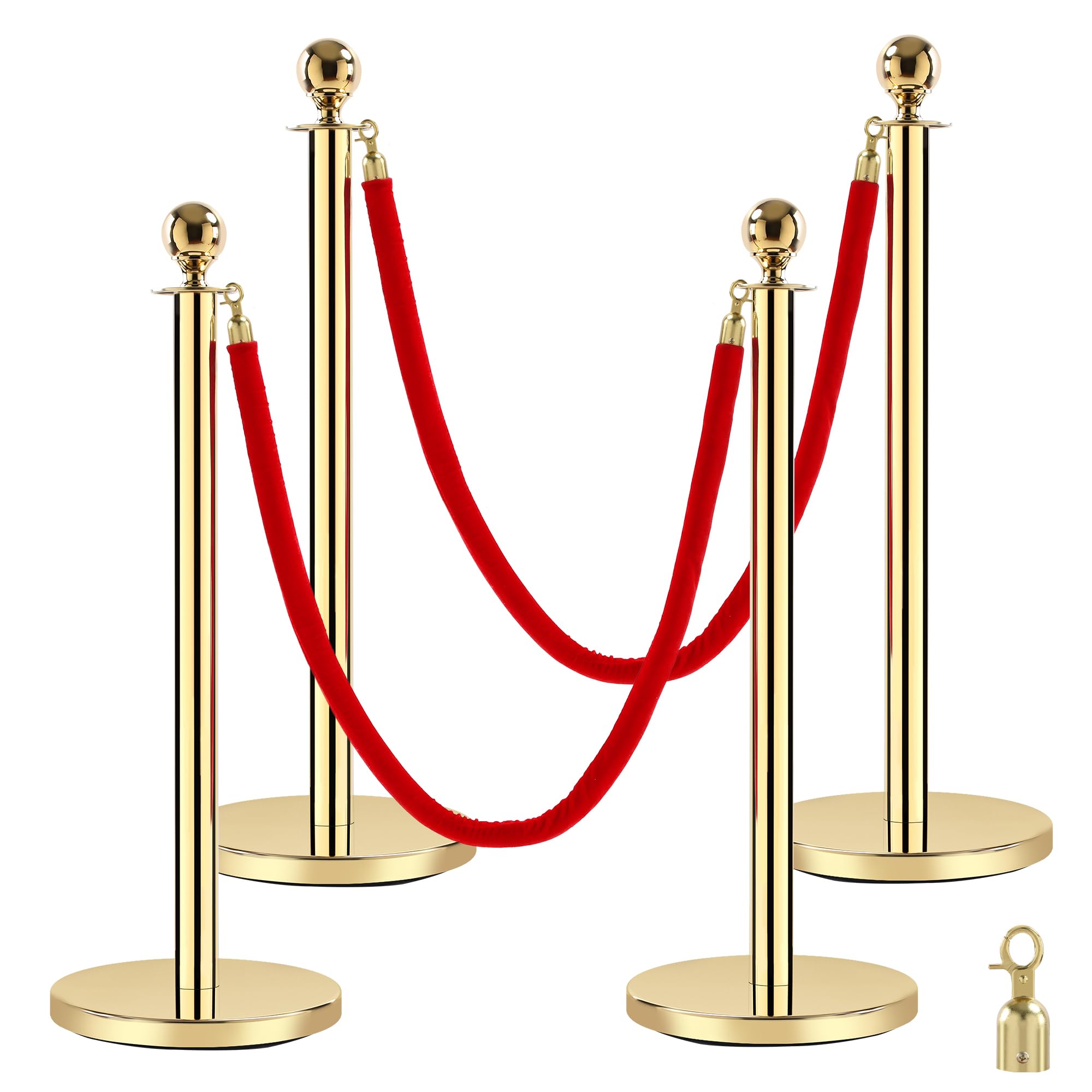 Gold Stanchion and Velvet Rope Rental - Easy Breezy Bash Co Event Rentals