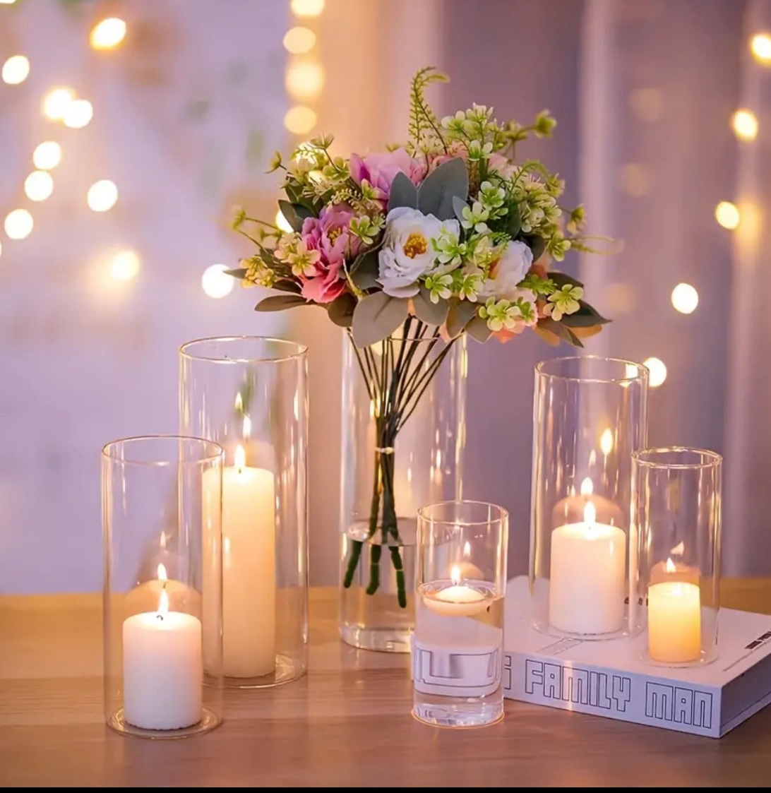 Hurricane Glass Vases Rental - Easy Breezy Bash Co Event Rentals
